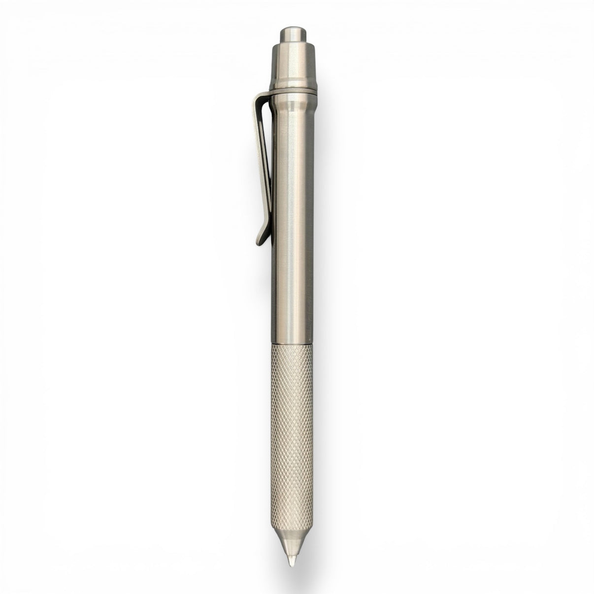 > Spoke Click Model C: Shiny Titanium / Flat Knurl Grip – Spoke Design